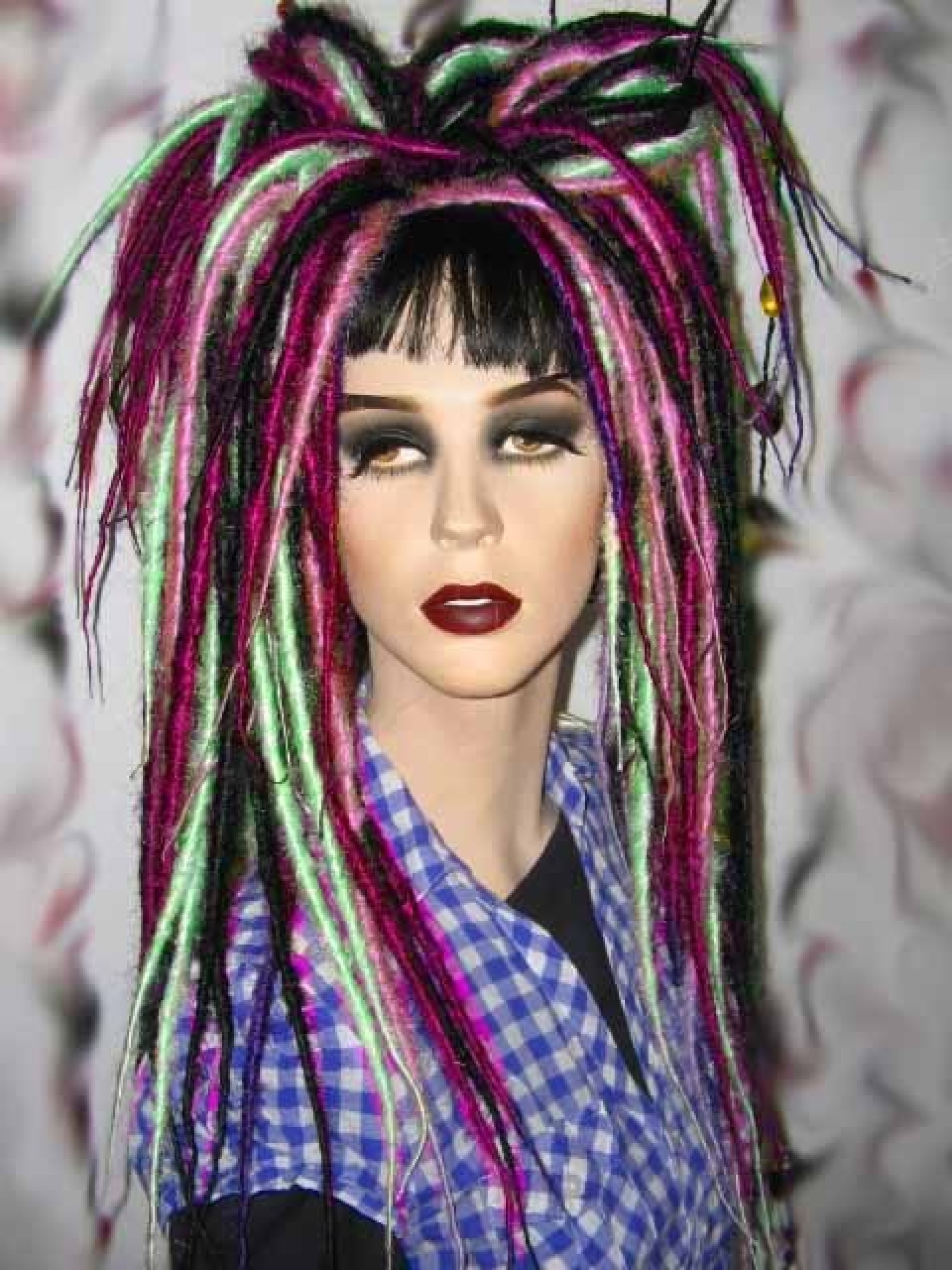 Synthetic Dreads in Fuchsia,Pink,White,Black