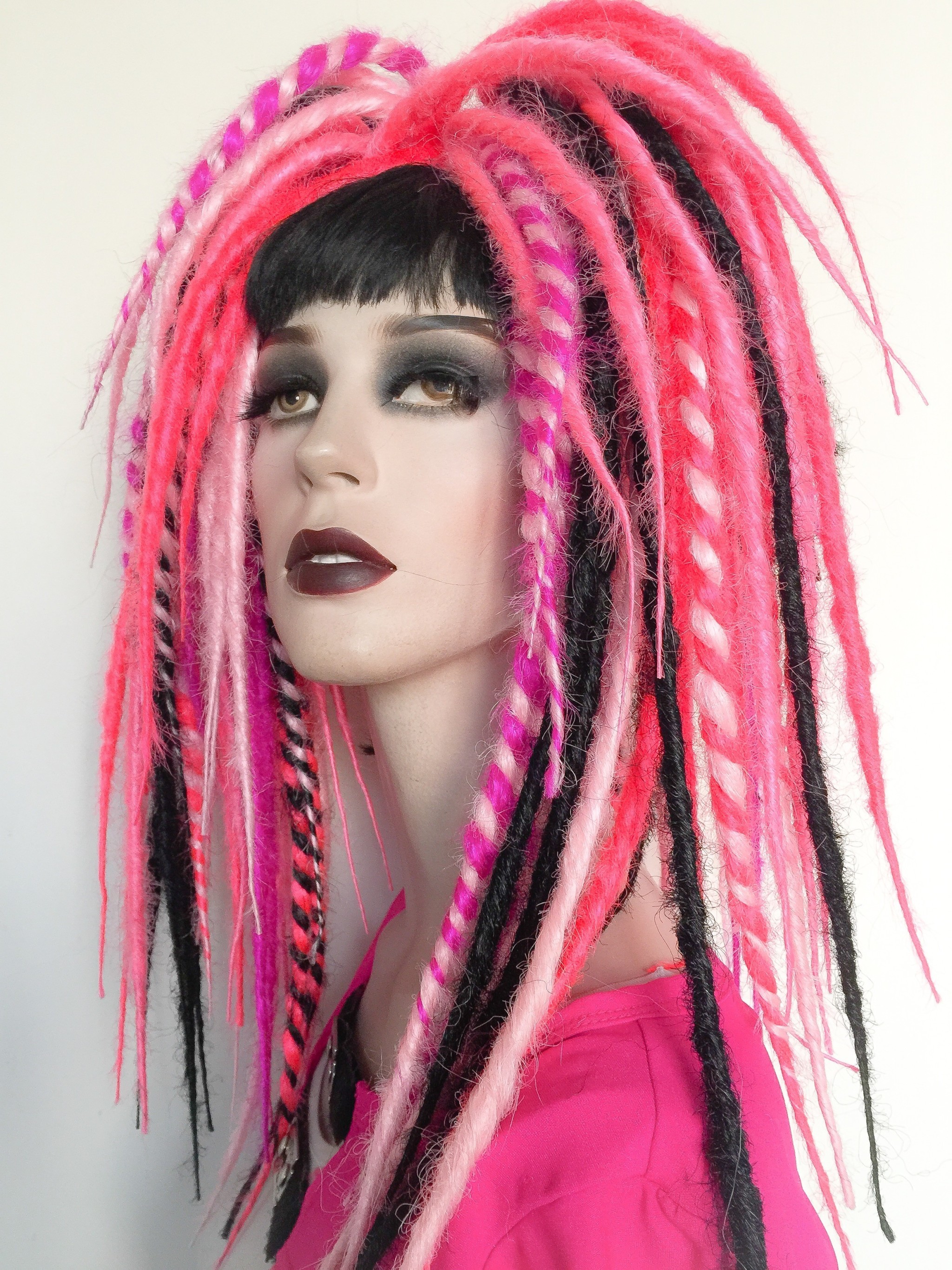 Synthetic Dread Falls Pinks,Black and Twists